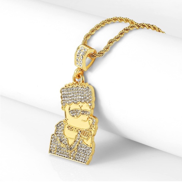 Accessories | Fully Iced Out Bart Simpson Cartoon 316l Stainless Steel ...